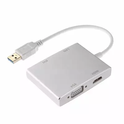 Microsonic USB 3.0 to VGA HDMI LAN DVI Adapter 4 in 1 USB Dönüştürücü ...